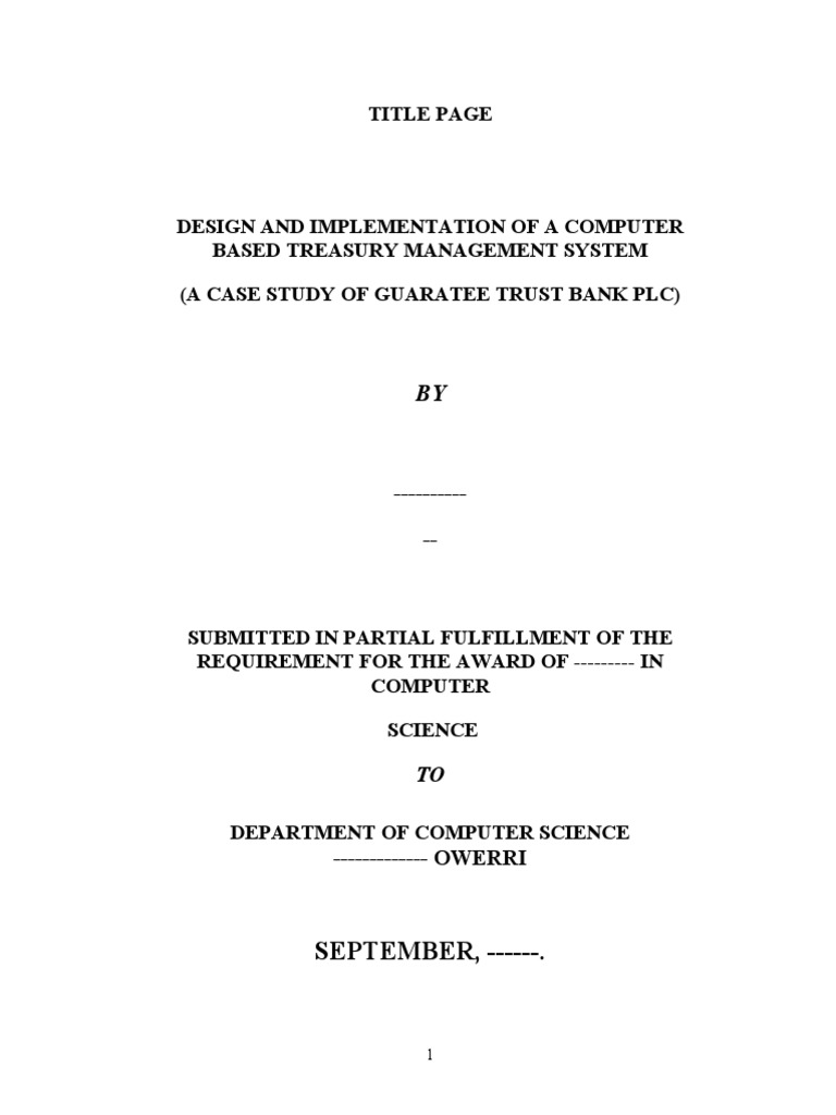 Design and Implementation of A Computer Based Treasury Management ...