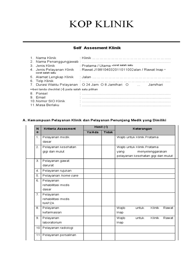 Self Assesment Klinik | PDF