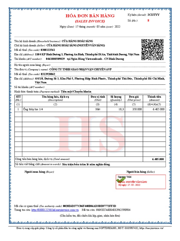 Hoadon 0308122561 0000008 20220517 | PDF
