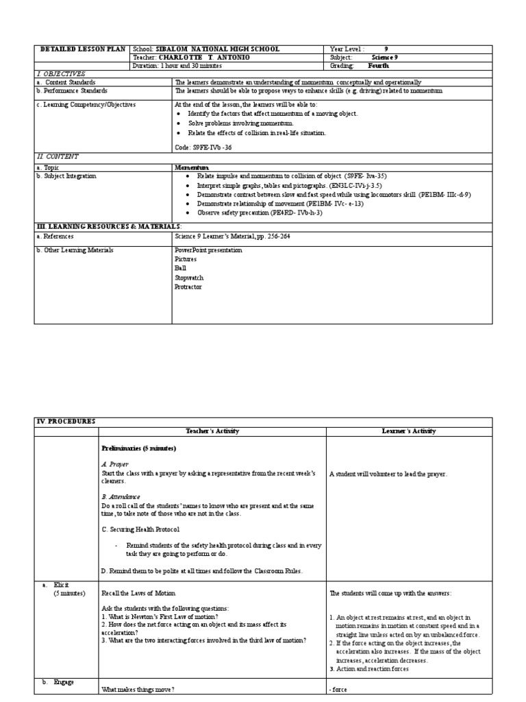 dlp for final demo | PDF | Force | Momentum
