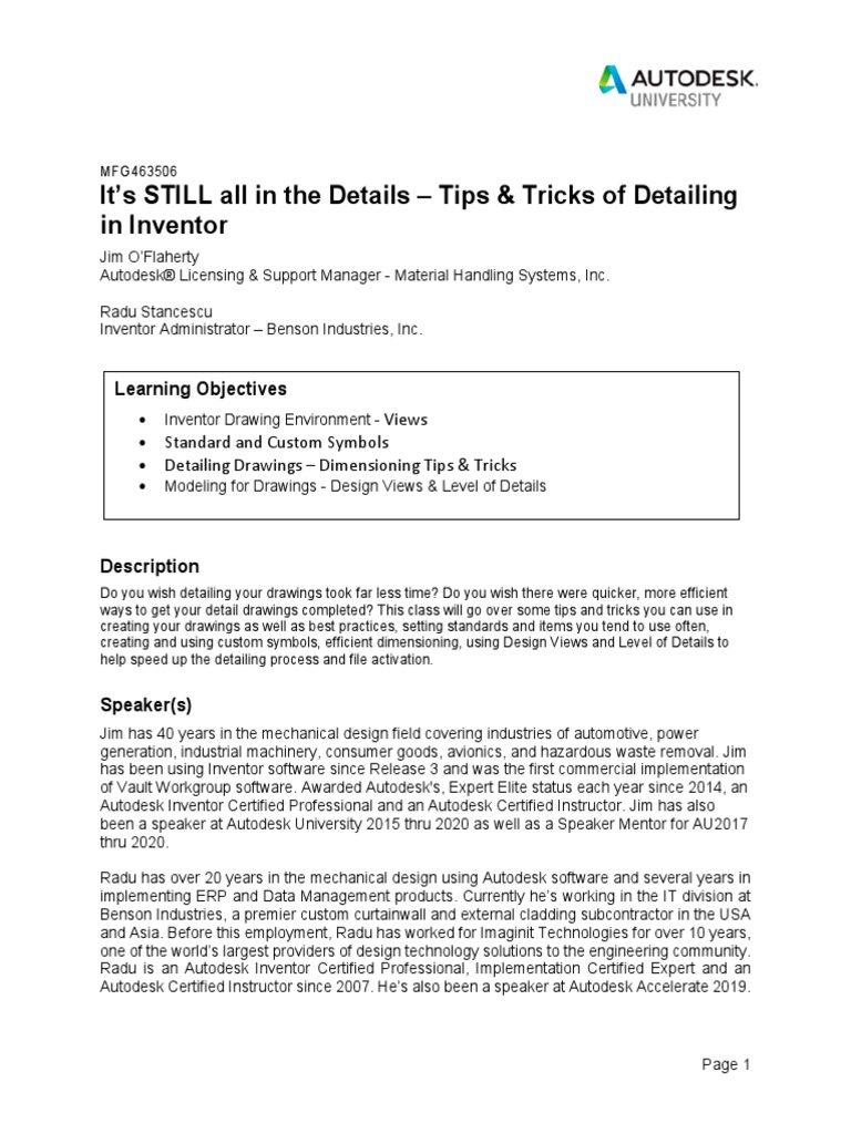 It's STILL All in The Details - Tips & Tricks of Detailing in Inventor ...