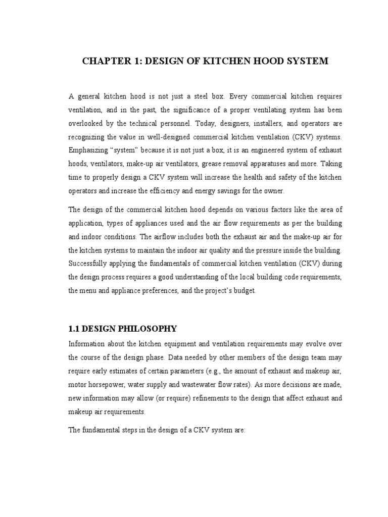 "Designing of Commercial Kitchen Ventilation System - Report | PDF ...