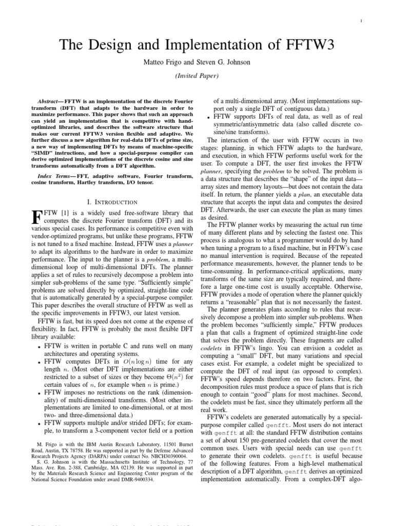 The Design and Implementation of FFTW3: Matteo Frigo and Steven G ...