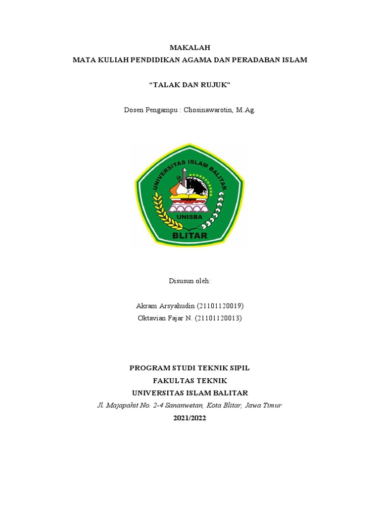 Makalah Pai Talak Dan Rujuk | PDF | Hukum | Gaya Hidup