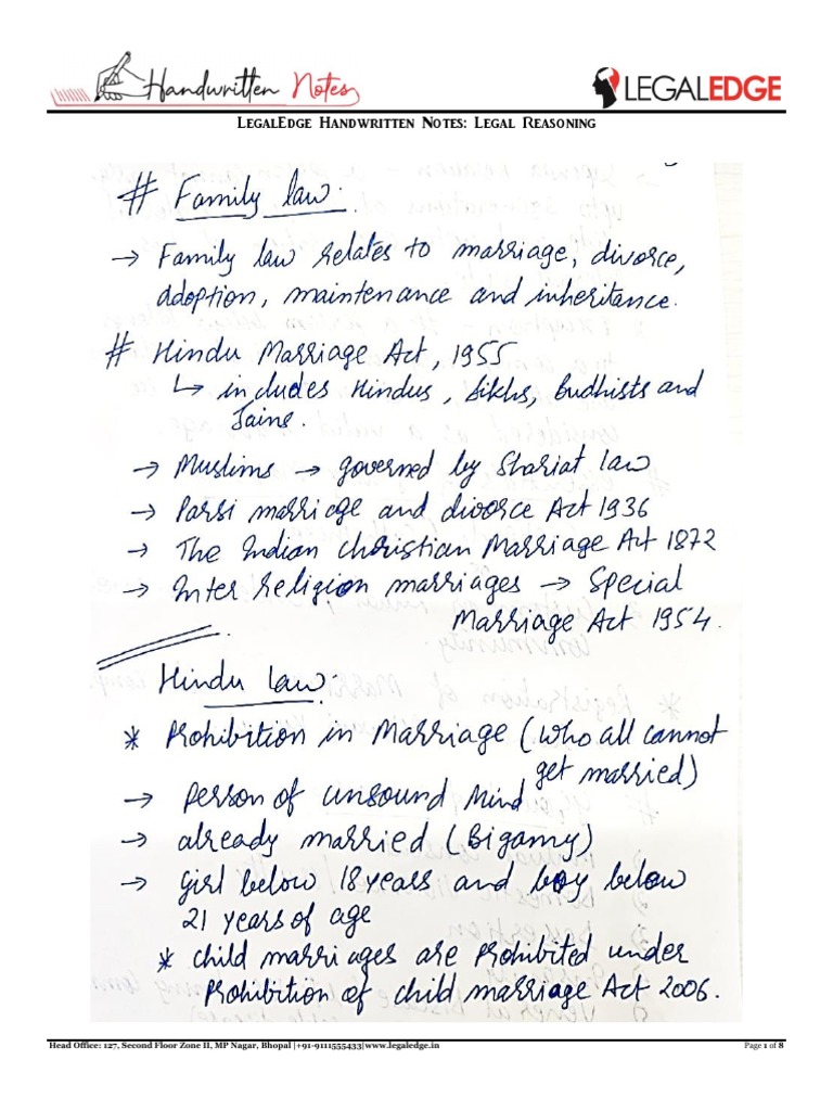 Legaledge Handwritten Notes: Legal Reasoning | PDF