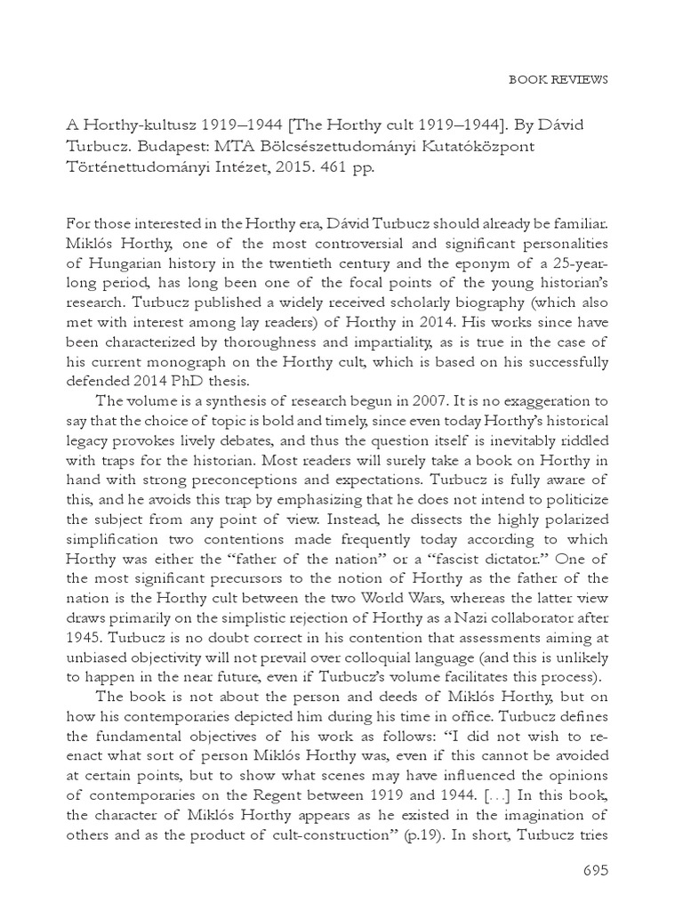 A Horthy Kultusz 1919 1944 The Horthy Cu | PDF