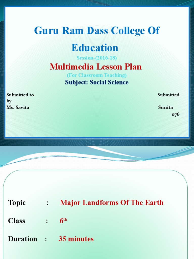 Multimedia Lesson Plan (Social Science) - 1 | PDF | Mountains | Plateau