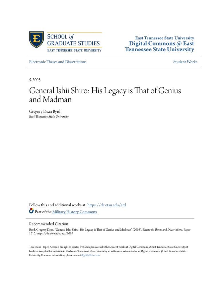 General Ishii Shiro - His Legacy Is That of Genius and Madman | PDF ...