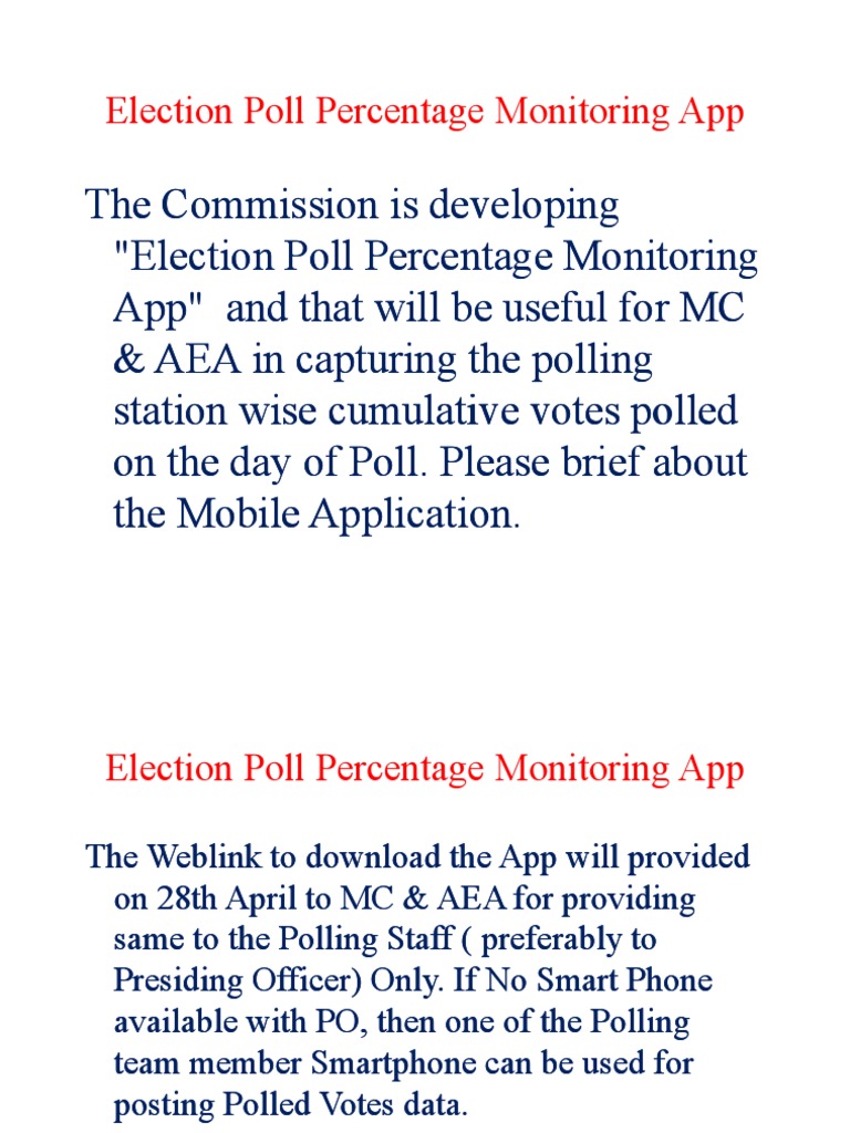 Election Poll Percentage Monitoring App | PDF