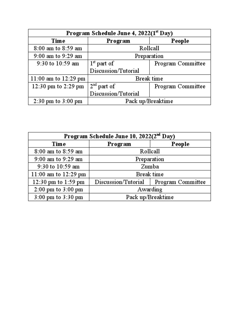 DPSD Program Schedule Overview | PDF