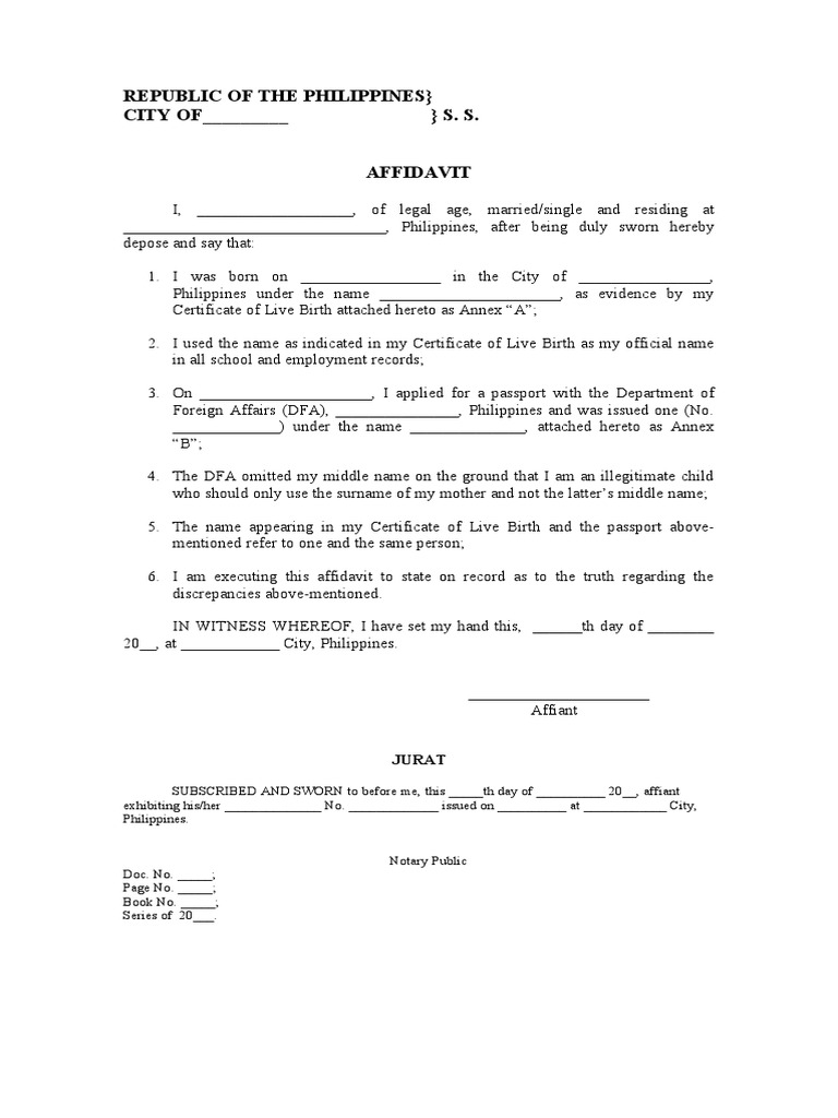 Affidavit of Discrepancy On Birth Certificate and Passport | PDF