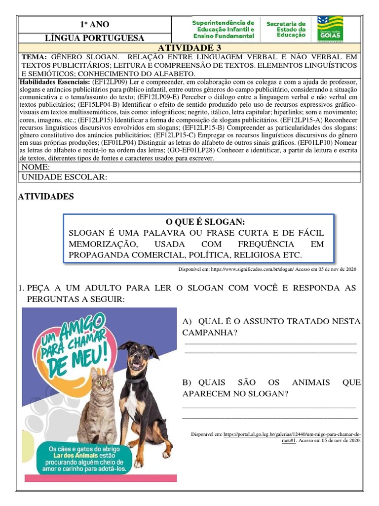 1º LP Atividade 3 - GÊNERO SLOGAN - LINGUAGEM VERBAL E NÃO VERBAL ...