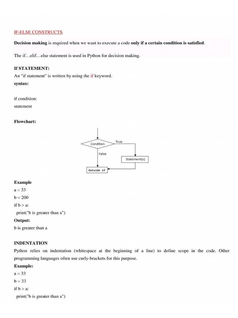 If Else Construct | PDF