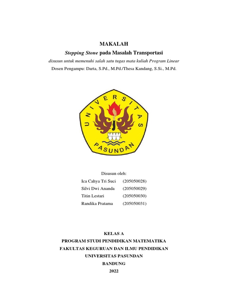 Makalah Stepping Stone Pada Masalah Transportasi | PDF | Bisnis