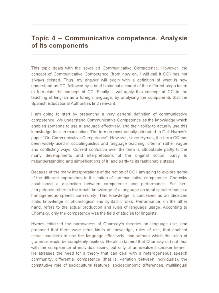 T4 Communicative Competence Analysis of Its Components | PDF ...