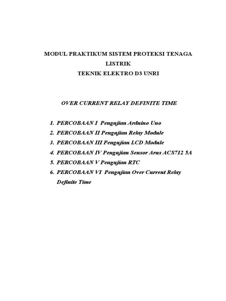 OVER CURRENT RELAY DEFINITE TIME | PDF