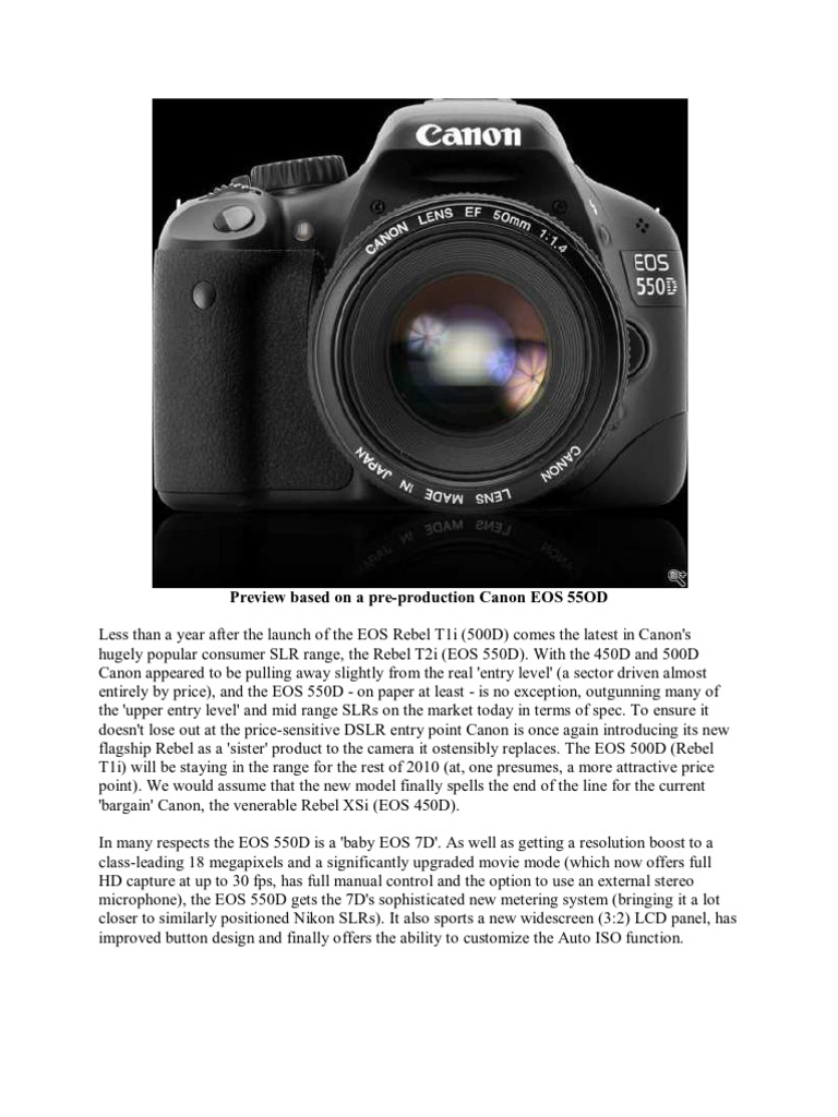 Preview Based On A Pre | PDF | Canon Eos | Digital Single Lens Reflex ...