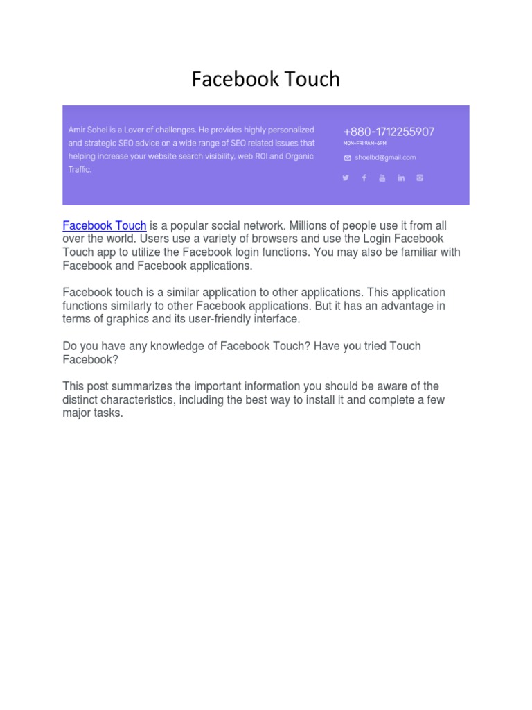 Facebook Touch | PDF