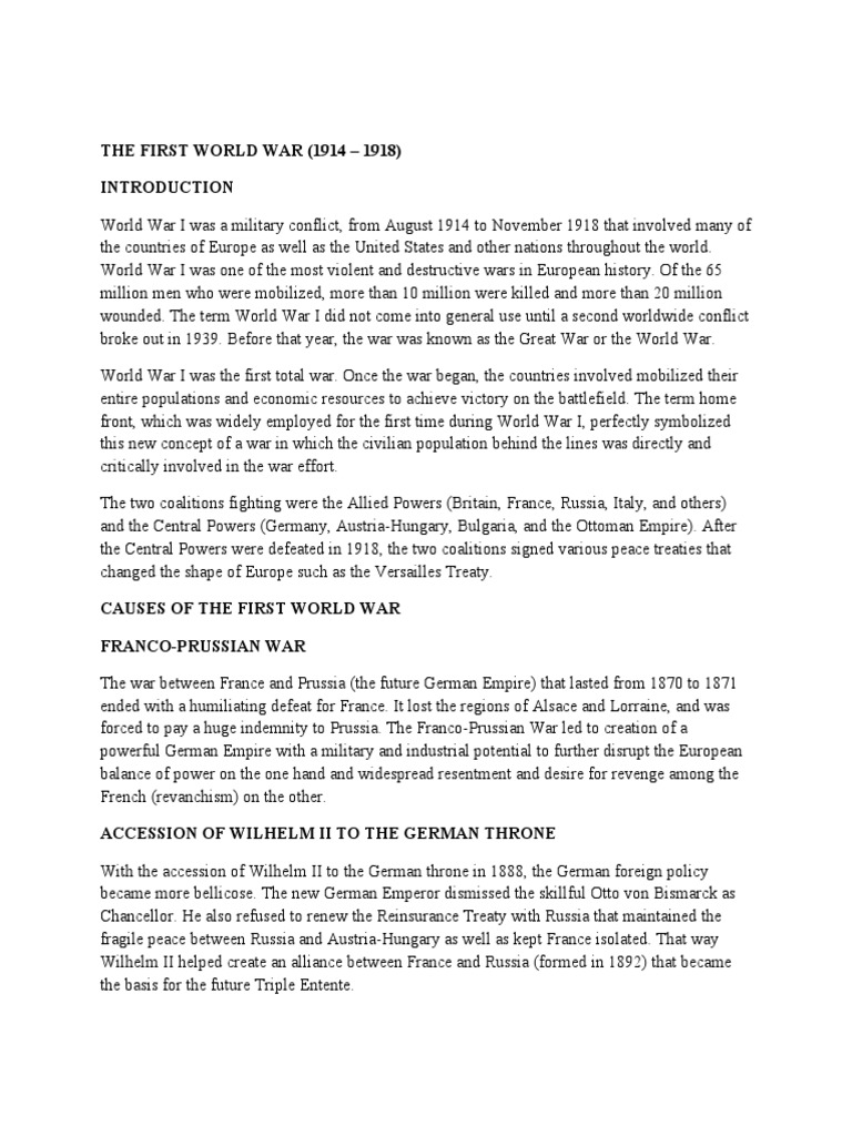 The First World War | PDF | World War I | Austria Hungary