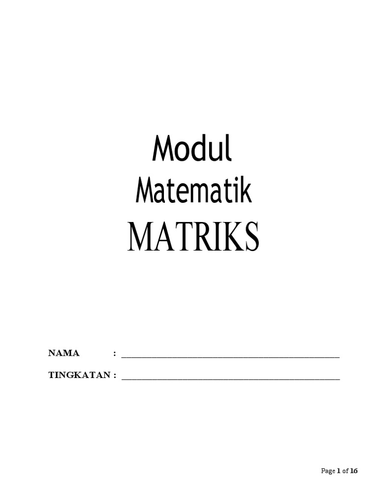 MODUL LATIHAN MATRIKS WORD | PDF