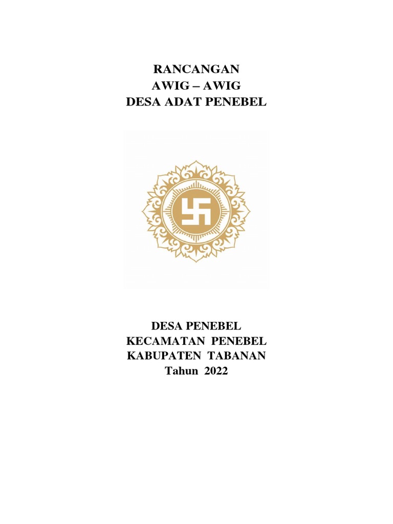 Awig-Awig Desa Adat Penebel 2022 | PDF | Agama & Spiritualitas