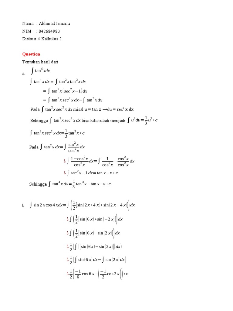 Diskusi 4 Kalkulus 2 | PDF
