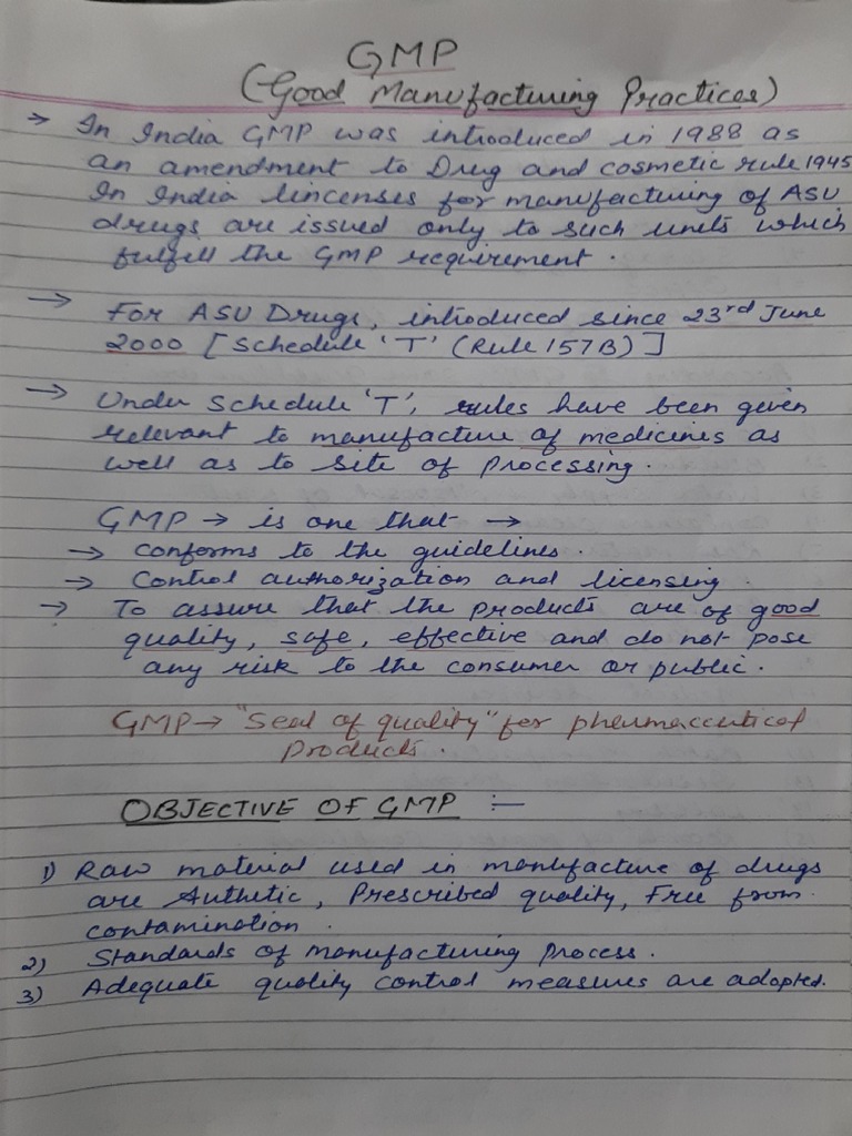 GMP (Good Manufacturing Practices) | PDF