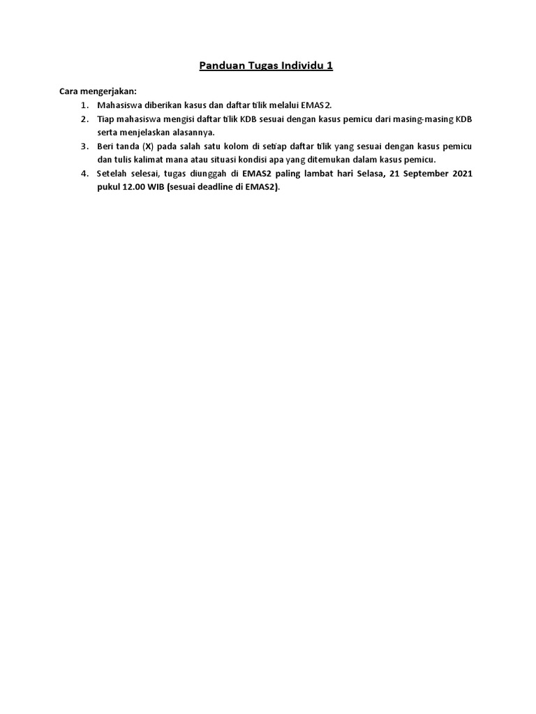 Tugas Individu 1 Daftar Tilik KDB (Approved) | PDF