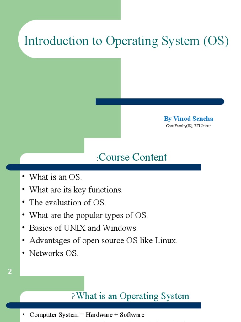 Introduction To Operating System (OS) : by Vinod Sencha | PDF | Operating System | Linux