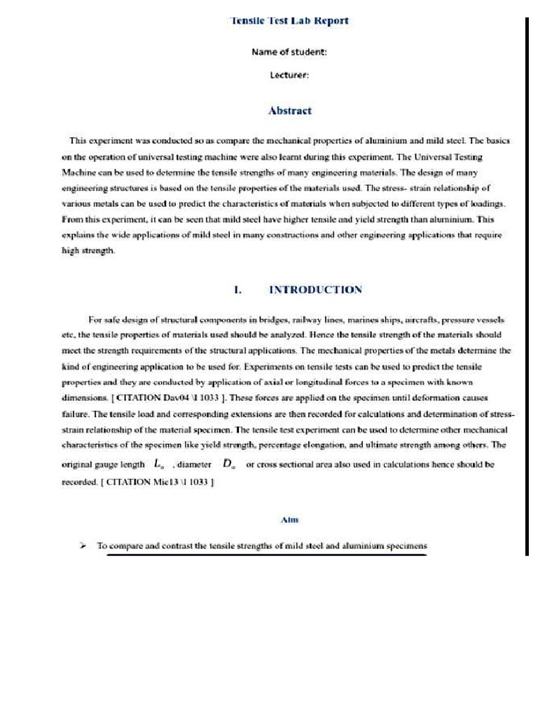 Tensile Testing Report | PDF