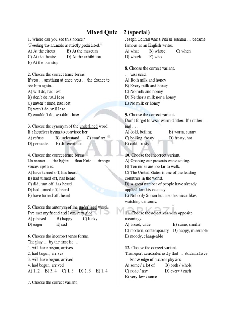 Mixed Quiz 2 (Special) | PDF | Happiness