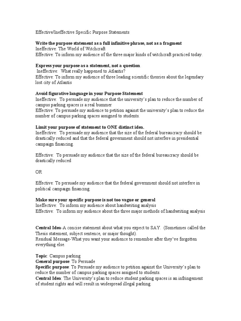 Statement of purpose list | PDF