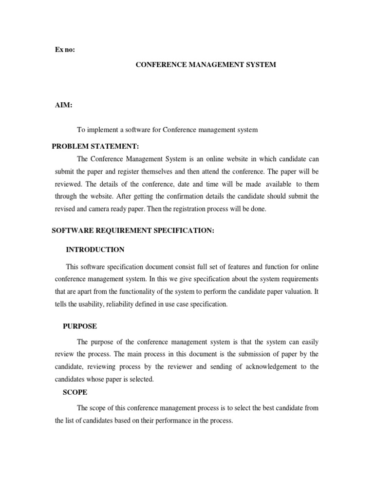 Conference Management System SRS | PDF | Computers