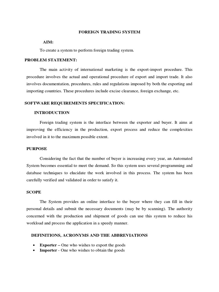 Foreign Trading System | PDF | Use Case | Algorithmic Trading