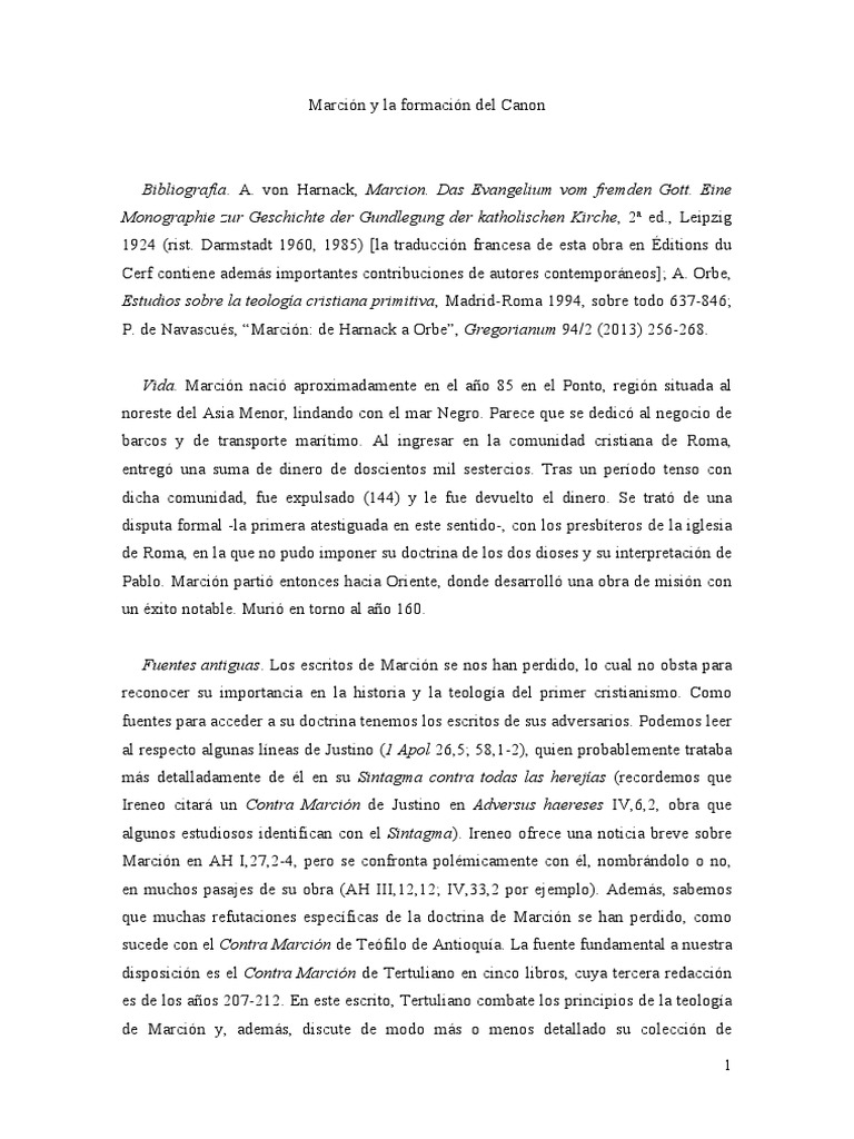 Marción y La Formación Del Canon | PDF | Jesús | Pablo el apóstol