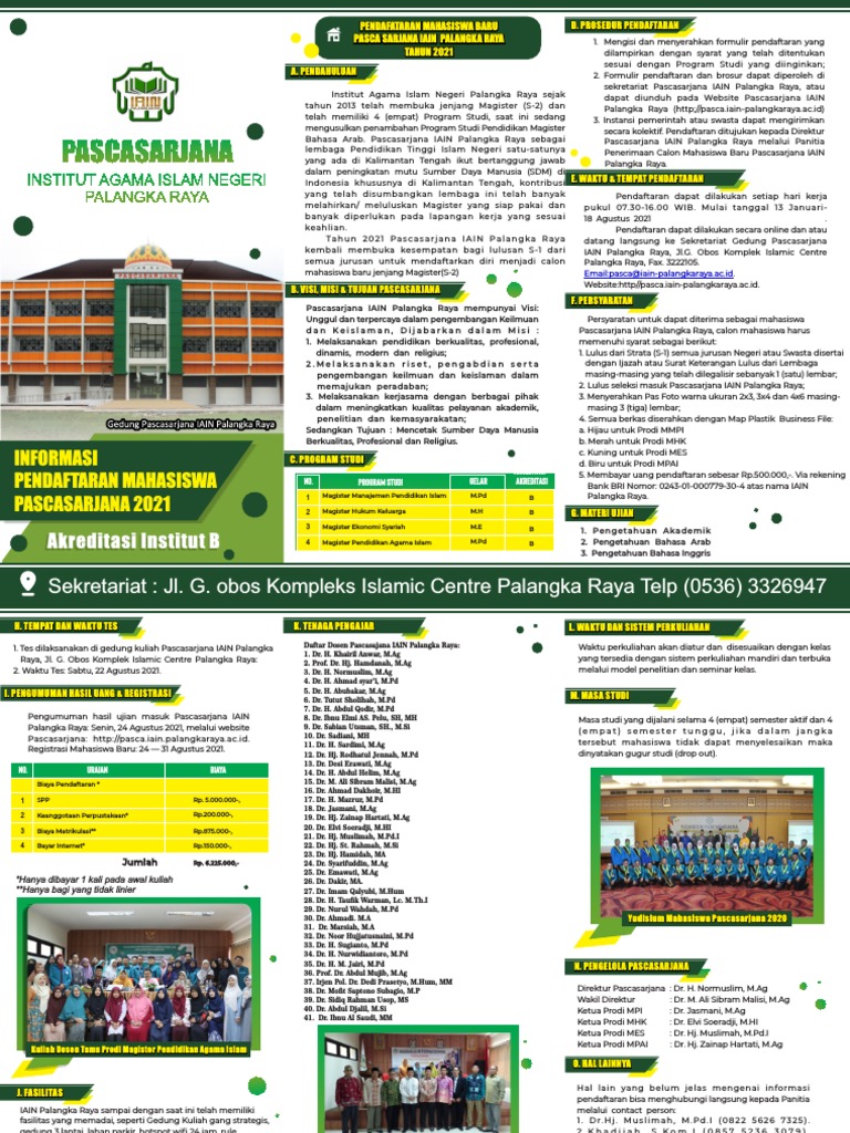 Brosur Pascasarjana Iain Palangka Raya 2021 | PDF