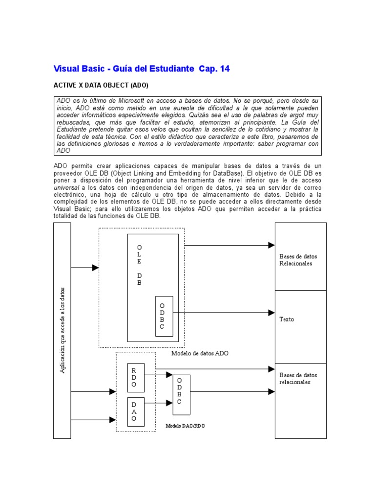 Capitulo 14 Visual Basic | PDF | Active X Data Objects | Objeto (informática)