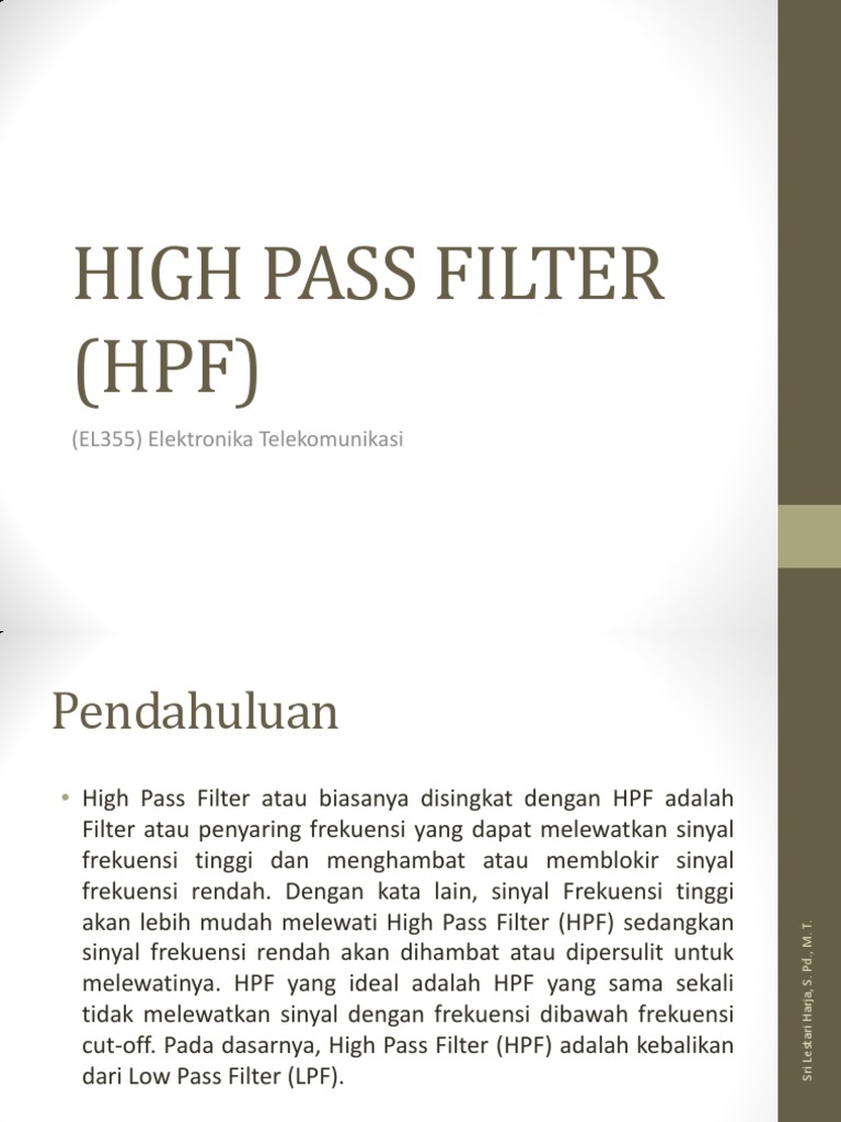 High Pass Filter (HPF) | PDF