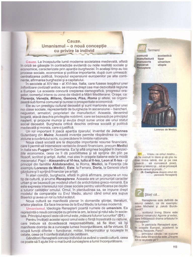 Umanismul Și Renașterea - Manual | PDF