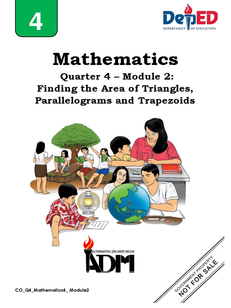 Math4 Q4 Mod2 FindingTheAreaOfTrianglesParallelogramsAndTrapezoid V4 | PDF | Area | Rectangle