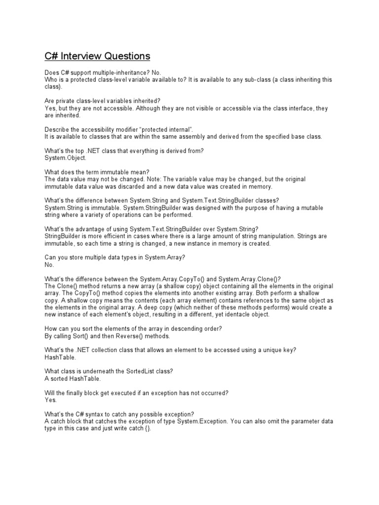 C Interview Questions Pdf Class Computer Programming Method Computer Programming