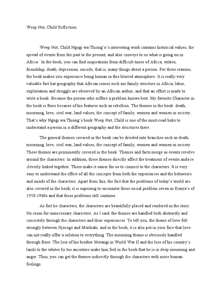 Weep Not Child Reflection | PDF
