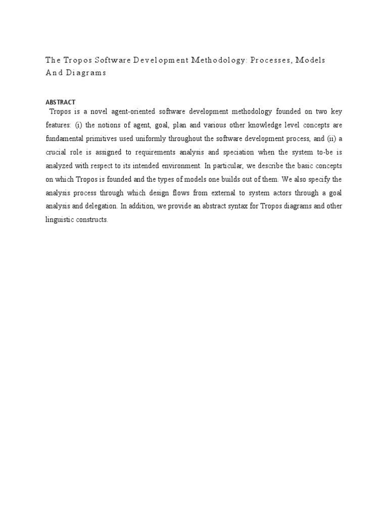 The Tropos Software Development Methodology | PDF | System | Goal