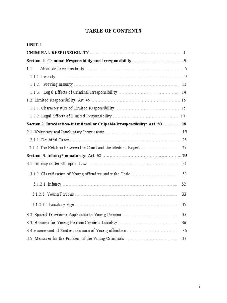 Criminal Law Table of Contents | PDF | Mitigating Factor | Crime & Violence