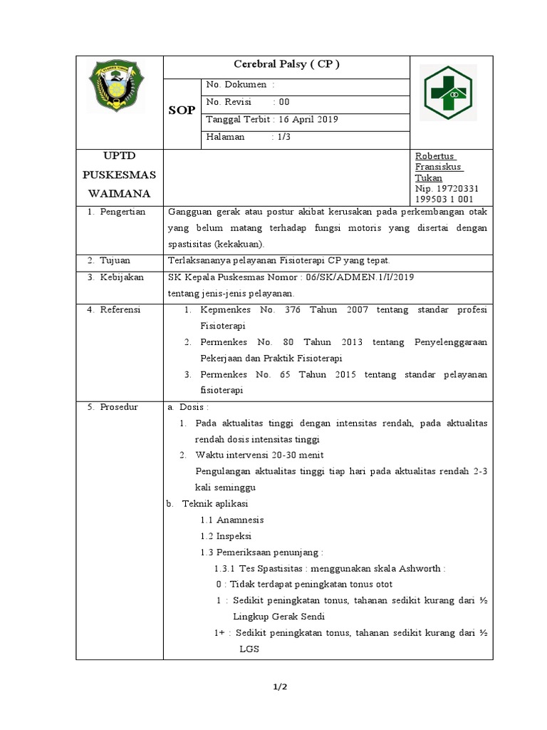 Pelayanan Fisioterapi untuk CP | PDF | Pengembangan Diri | Kesehatan ...
