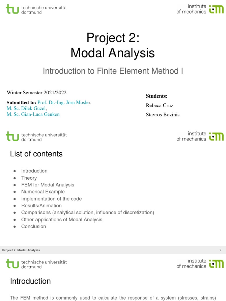 Project 2 - Modal Analysis Presentation | PDF | Finite Element Method ...