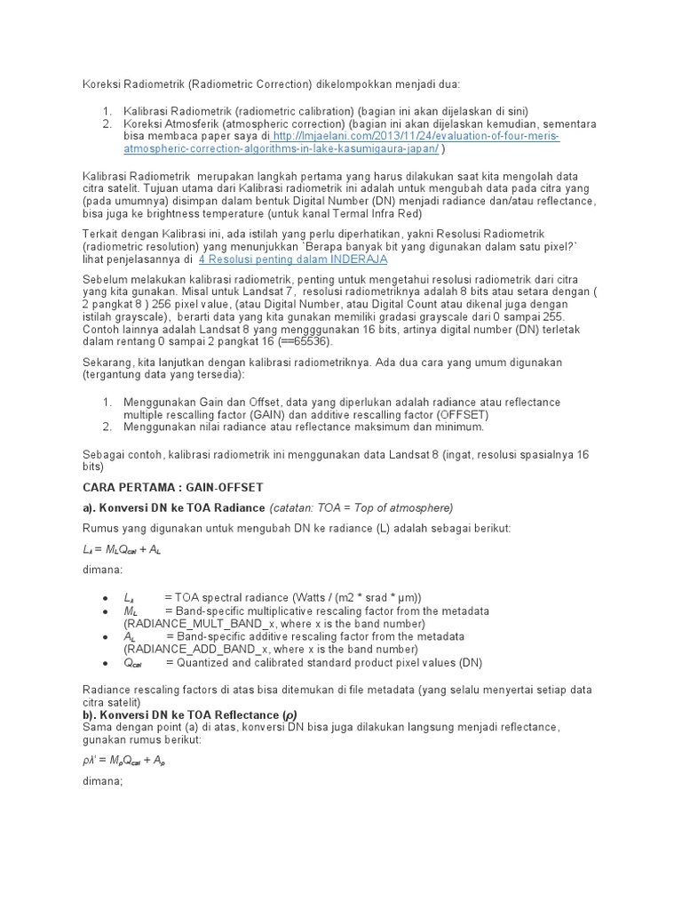 Kalibrasi dan Koreksi Radiometrik | PDF