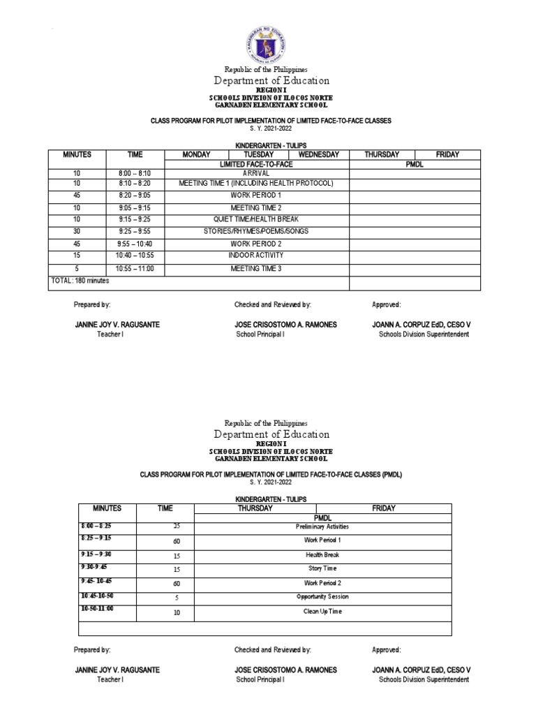 Kinder Class Program | PDF