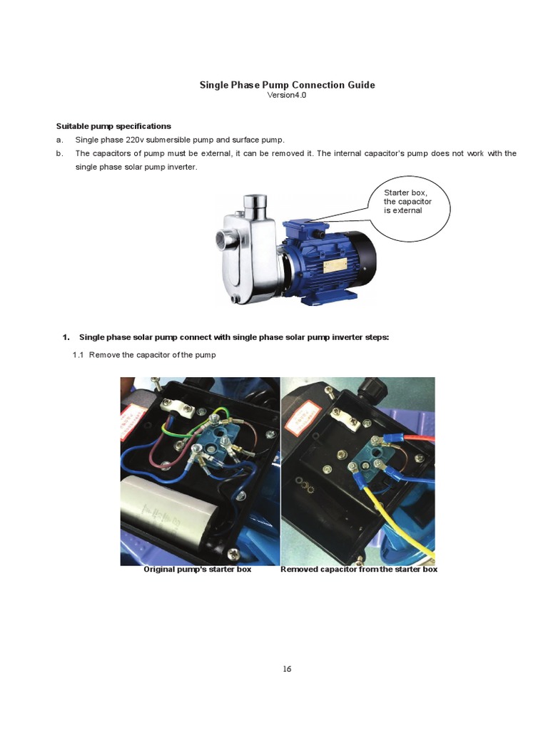 Single Phase Pump Connection Guide (4.0) | PDF | Technology & Engineering