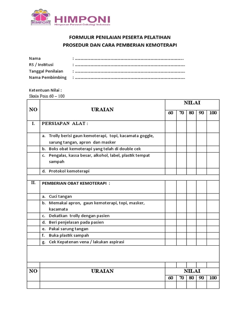 PROSEDUR DAN CARA PEMBERIAN KEMOTERAPI Rev | PDF